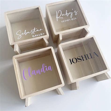 Badu Bg Персонализирана дървена касичка Дървена касичка Настолни орнаменти Резервоар за бакшиши