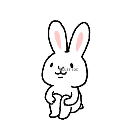 無料イラスト ウサギキャラシリーズ2 体育座りで見上げるウサギ