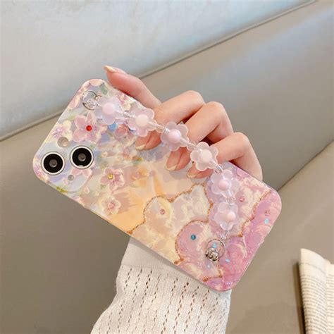 เคสsamsung Galaxy A25 A15 5g พร้อมสร้อยข้อมือสุดหรูลายดอกซากุระ 3d ดีไซน์พลอยเทียมบลูเรย์แบบนิ่ม