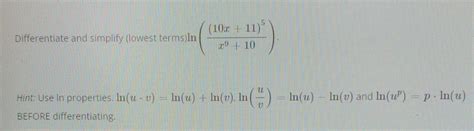 Differentiate And Simplify Lowest Terms Chegg Com