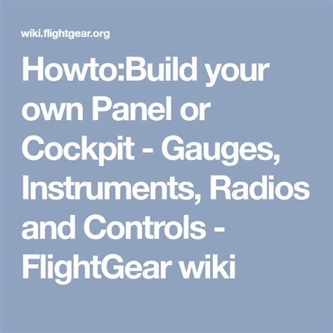 Howto Build Your Own Panel Or Cockpit Gauges Instruments Radios And Controls Flightgear