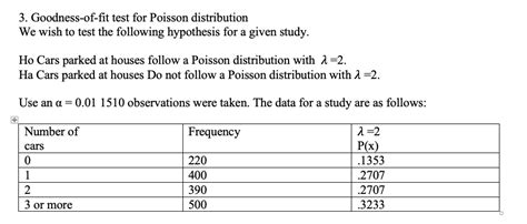 Solved 3 Goodness Of Fit Test For Poisson Distribution We