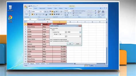 microsoft® excel 2007 filter stops working part way down the
