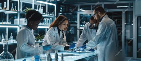 Scientists Collaborating With Advanced Humanoid Robots In A Hightech Research Lab Aig62