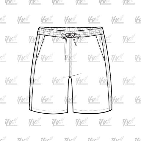 Summer Shorts Mockup Shorts Mockup Apparel Mockup Vector Illustration Technical Drawing