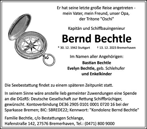 Traueranzeigen Von Bernd Bechtle Trauer And Gedenken