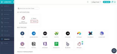 Zoho Bugtracker Integration Lambdatest