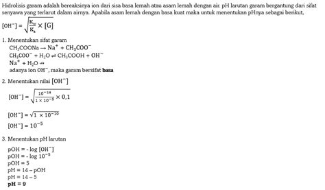 Jika Ka Ch3cooh 1 X 10 5 Maka Ph Larutan Ch3c