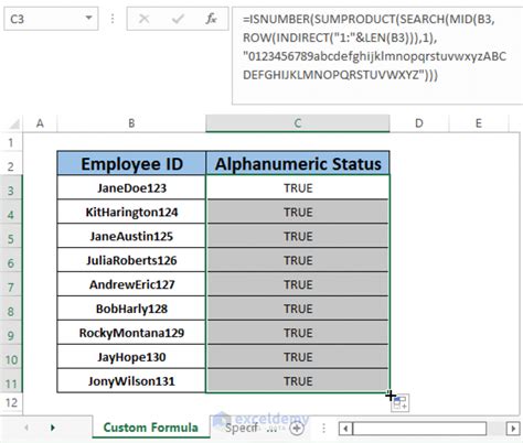 Excel Data Validation Alphanumeric Only Using Custom Formula