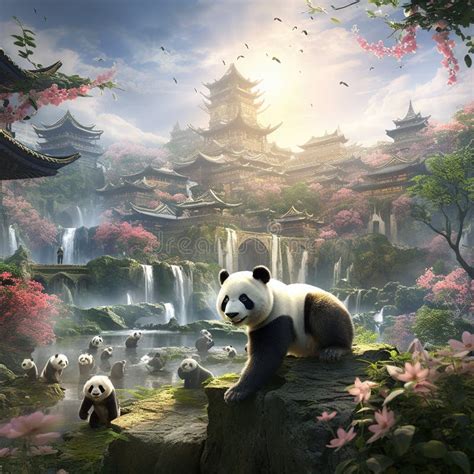 Ai Generated Illustration Wildlife Concept Of The Chengdu Research Base Of Giant Panda Breeding
