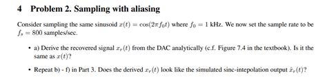 Problem Sampling With Aliasing Consider Sampling Chegg