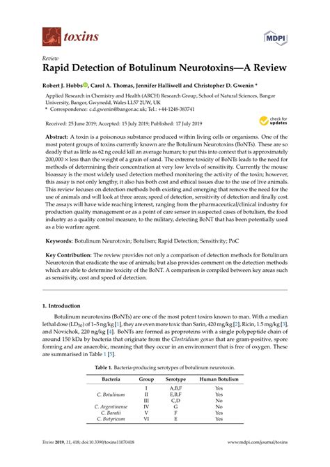 Pdf Rapid Detection Of Botulinum Neurotoxins—a Review