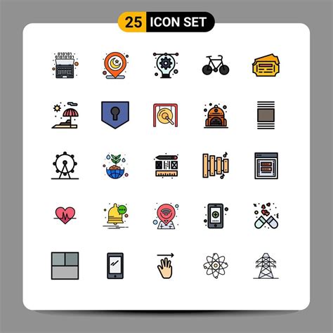25 Universal Filled Line Flat Colors Set For Web And Mobile Applications Ticket Travel Artwork