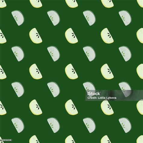 밝은 파란색 사과 실루엣 원활한 음식 패턴 어두운 녹색 배경 추상 과일 작품 건강한 식생활에 대한 스톡 벡터 아트 및 기타 이미지 건강한 식생활 과일 낙서 드로잉