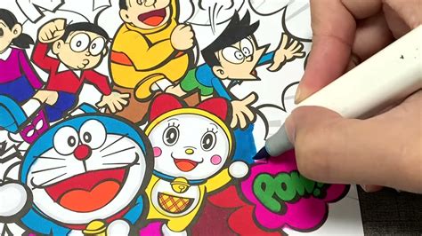 ระบายสี โดราเอม่อนและเพื่อนๆ Coloring Book Doraemon And Friends Youtube