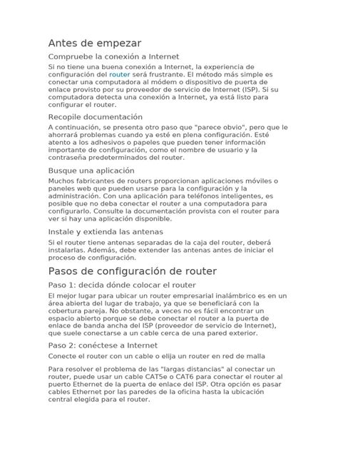 Pasos Para Configurar Un Router Pdf