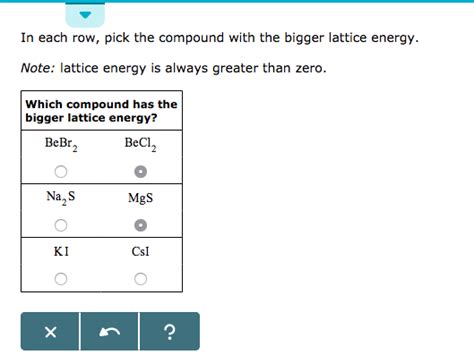 Solved In Each Row Pick The Compound With The Bigger