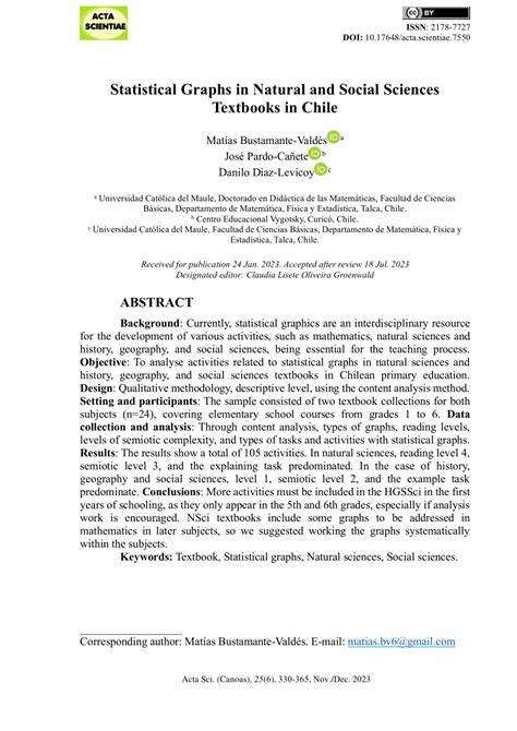 Pdf Statistical Graphs In Natural And Social Sciences Textbooks In Chile