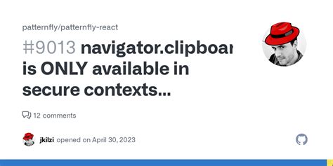 Navigatorclipboard Is Only Available In Secure Contexts · Issue 9013 · Patternfly