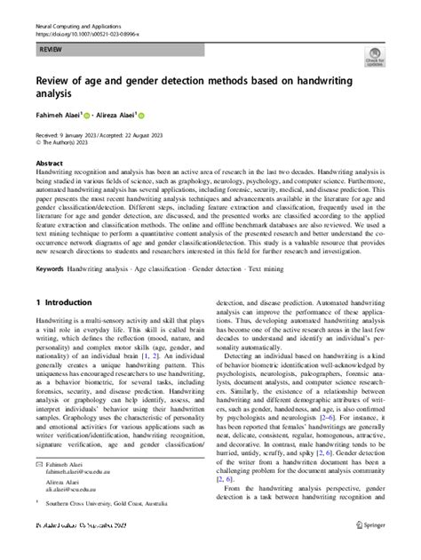 Pdf Review Of Age And Gender Detection Methods Based On Handwriting