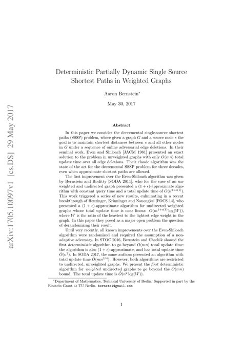 Pdf Deterministic Partially Dynamic Single Source Shortest Paths In