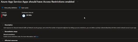 Azure App Service Apps Should Have Access Restrictions Enabled Policy Not Resolving Issue