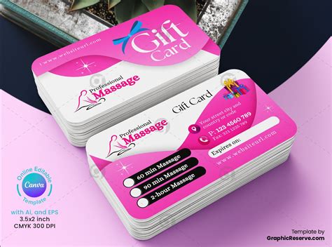 Body Massage T Card Template For Salon Advertising