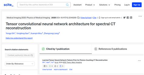 [citation Report] Tensor Convolutional Neural Network Architecture For Spectral Ct Reconstruction