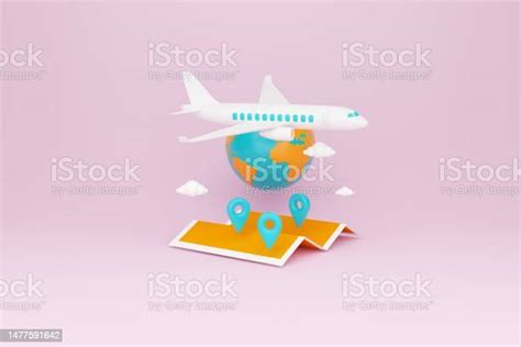 만화 비행 비행기 여행 관광 비행기 여행 계획 세계 여행 수하물 레저 여행 휴가 여름 개념 기치 3d 렌더링 그림 3차원 형태에 대한 스톡 사진 및 기타 이미지 Istock