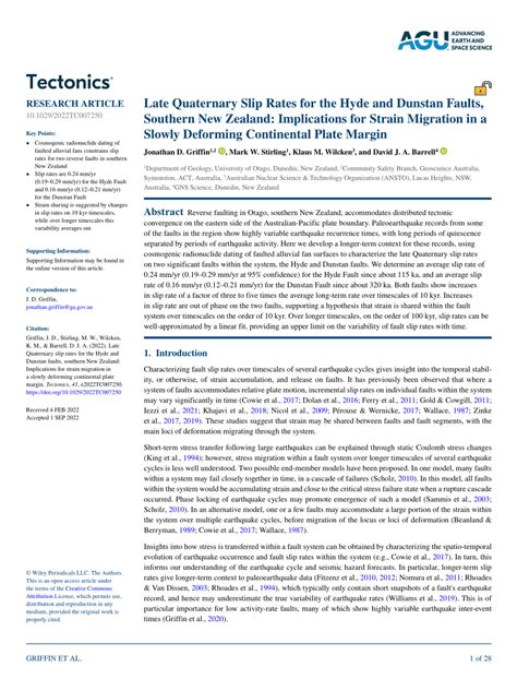 Pdf Late Quaternary Slip Rates For The Hyde And Dunstan Faults Southern New Zealand