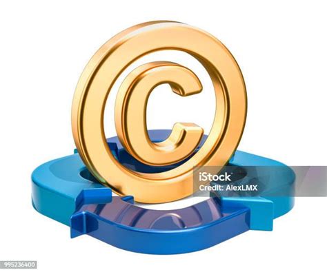 저작권 기호 파란색 화살표와 함께 3d 렌더링에 고립 된 흰색 배경 3차원 형태에 대한 스톡 사진 및 기타 이미지 3차원 형태 개념 개념과 주제 Istock