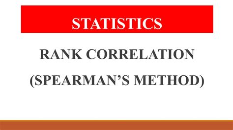 3 Rank Correlation Spearmans Method Pptx