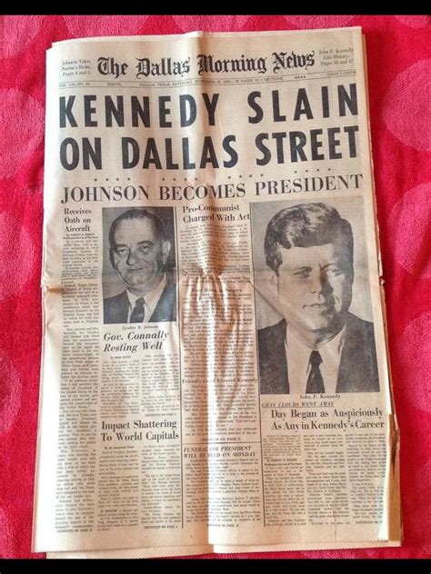 1963 Jfk Assassination Newspaper Dallas Morning News Before And After