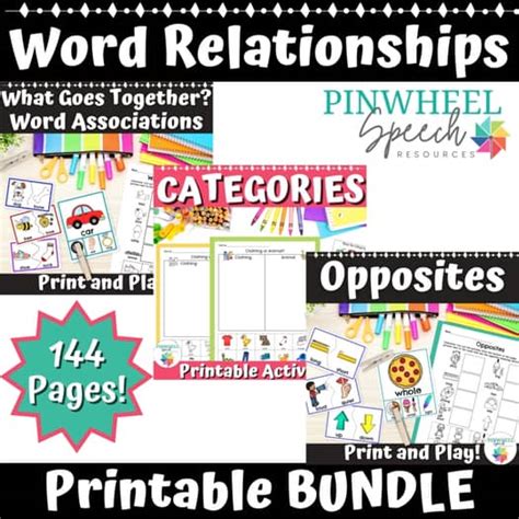 Word Relationships Speech Therapy Categories Opposites Semantic Relationships