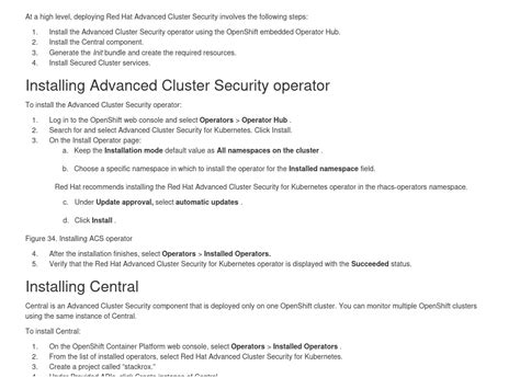 Red Hat Advanced Cluster Security Implementation Guide—red Hat Openshift Container Platform 4