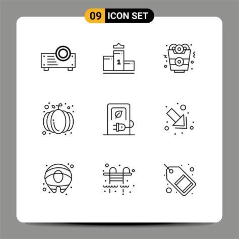 User Interface Pack Of 9 Basic Outlines Of Stations Charging Fast Food