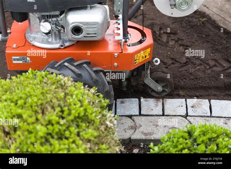 Installation Of A Boundary Cable With A Cable Laying Machine Stock