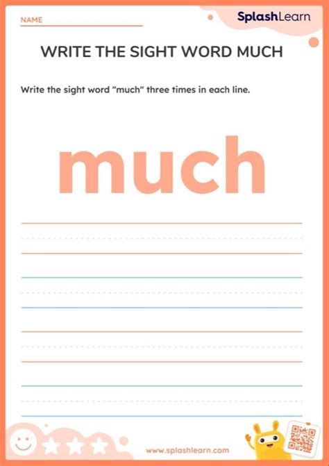 Write The Sight Word Much Worksheet Printable English Sheet