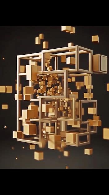 Premium Photo Vibrant Yellow 3d Cubes In Abstract Motion On Dark Background Captivating Visuals