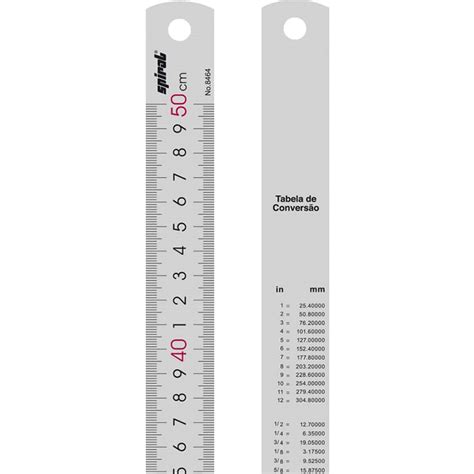 Régua Em Aço Inox 50 Cm 8464 Spiral 1 Un Escolar Kalunga