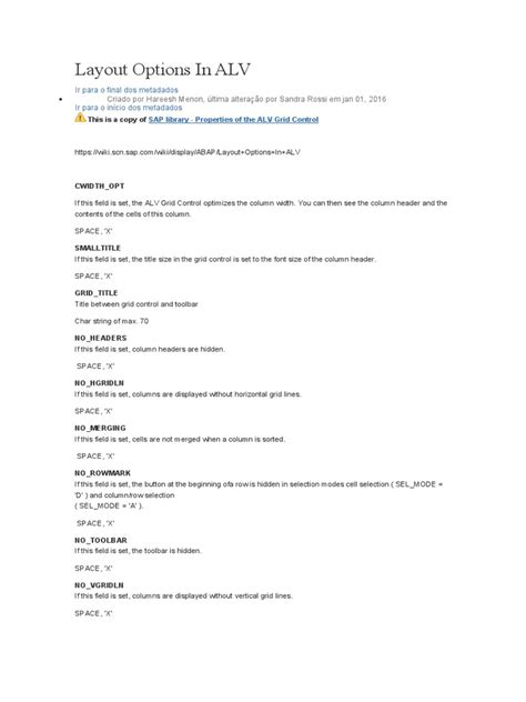 Alv Layout Options Pdf Computer Programming Computer Science