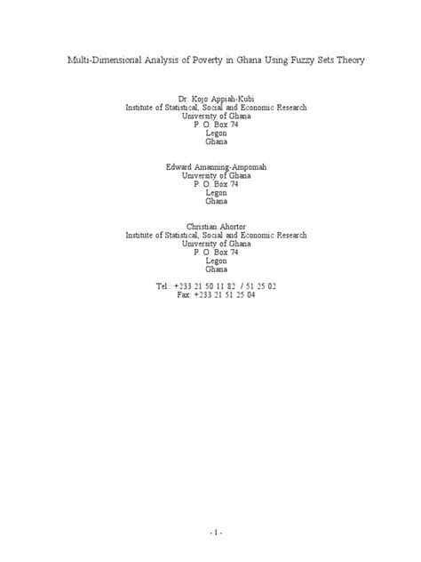 Multi Dimensional Analysis Of Poverty In Ghana Using Fuzzy Sets Theory