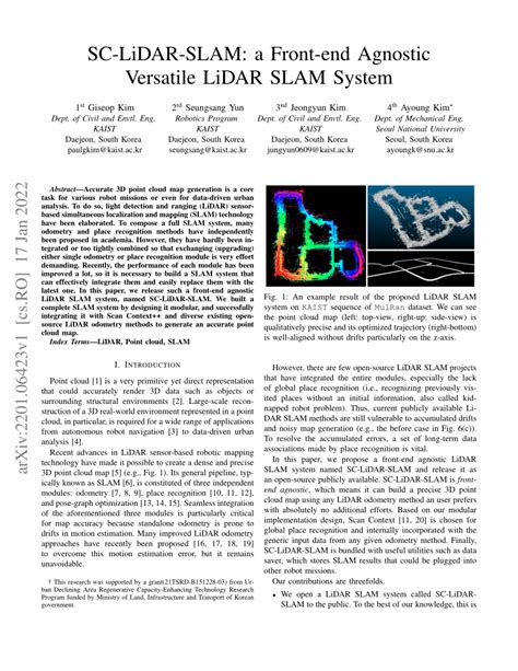 PDF SC LiDAR SLAM A Front End Agnostic Versatile LiDAR SLAM System