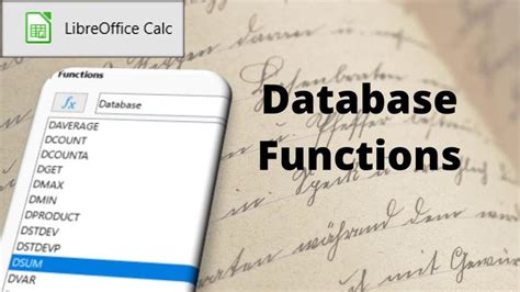 How To Use Database Functions In LibreOffice Calc Calc Tutor Database