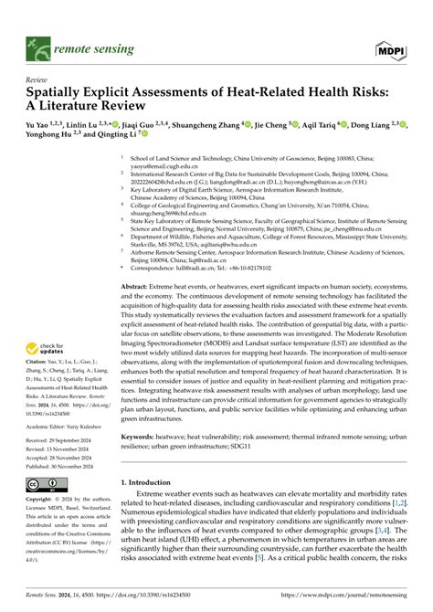 Pdf Spatially Explicit Assessments Of Heat Related Health Risks A Literature Review