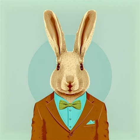 Premium Photo Hipster Rabbit Portrait Cute Funny Art Illustration