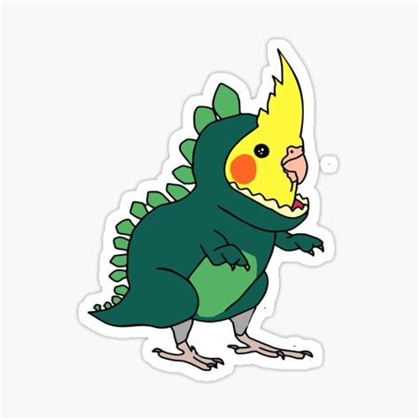 Aesthetic Vaporwave Cockatiel Dinosaur Doodle Sticker For Sale By