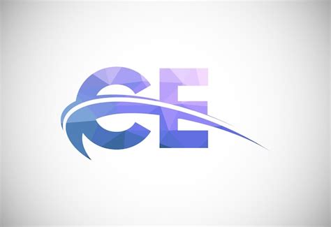 초기 편지 Ce 낮은 폴리 로고 디자인 벡터 템플릿 기업 비즈니스 정체성에 대한 그래픽 알파벳 기호 프리미엄 벡터