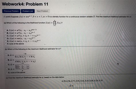Solved Webwork4 Problem 11 Previous Problem Problem List