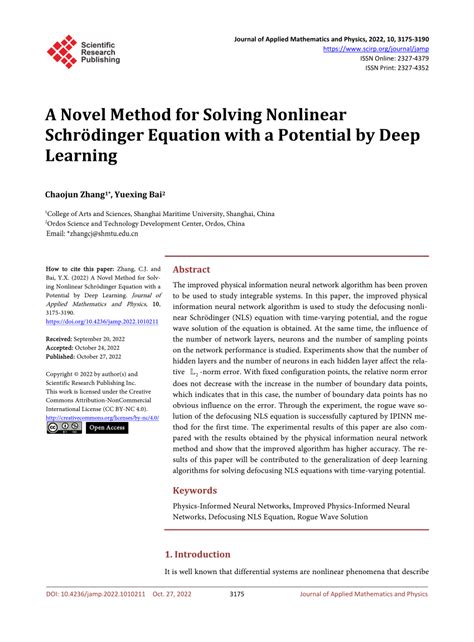 pdf a novel method for solving nonlinear schrödinger equation with a